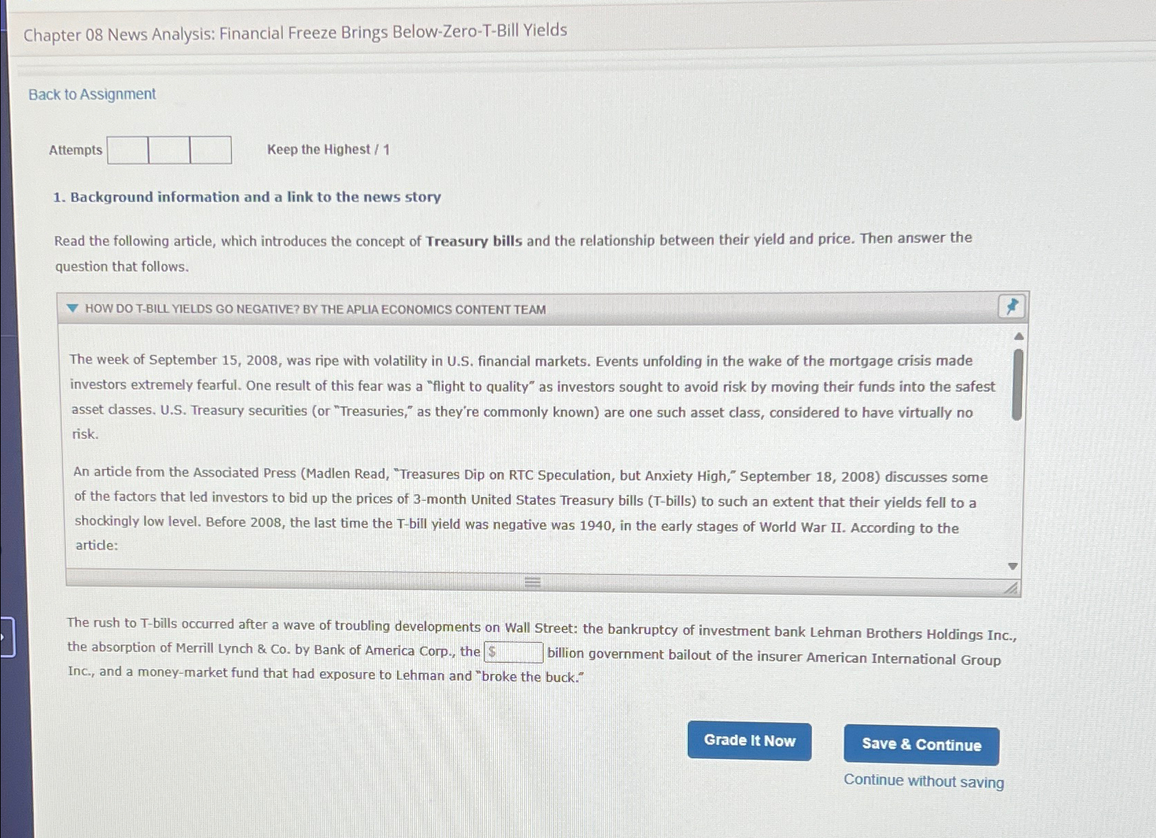 Solved Chapter 08 ﻿News Analysis: Financial Freeze Brings | Chegg.com