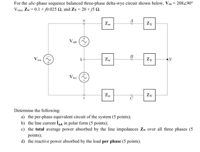 Solved For the abc-phase sequence balanced three-phase | Chegg.com