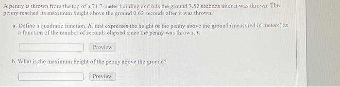 Solved A penny is thrown from the top of a 71.7 -meter | Chegg.com