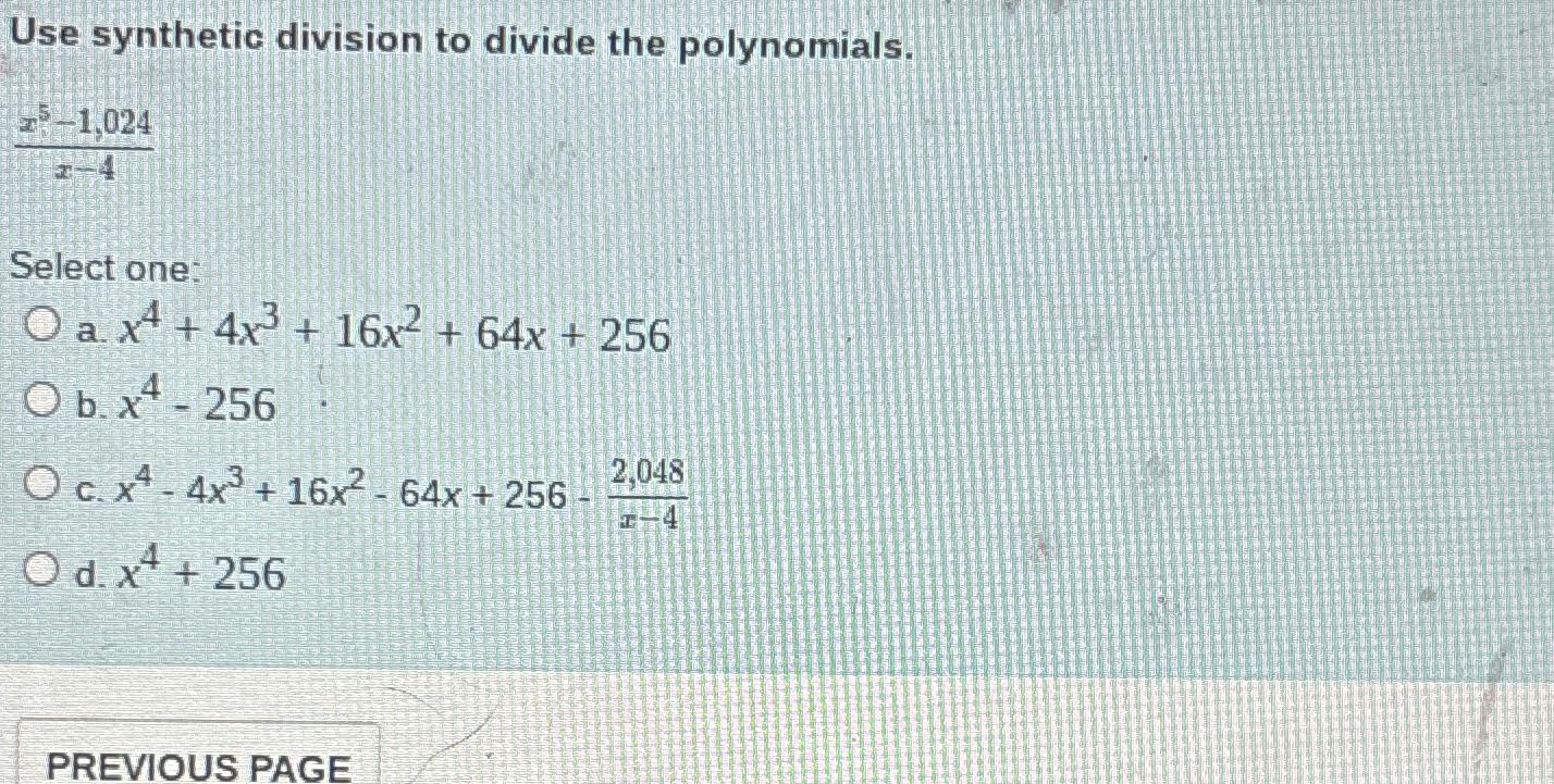 Solved Use synthetic division to divide the | Chegg.com