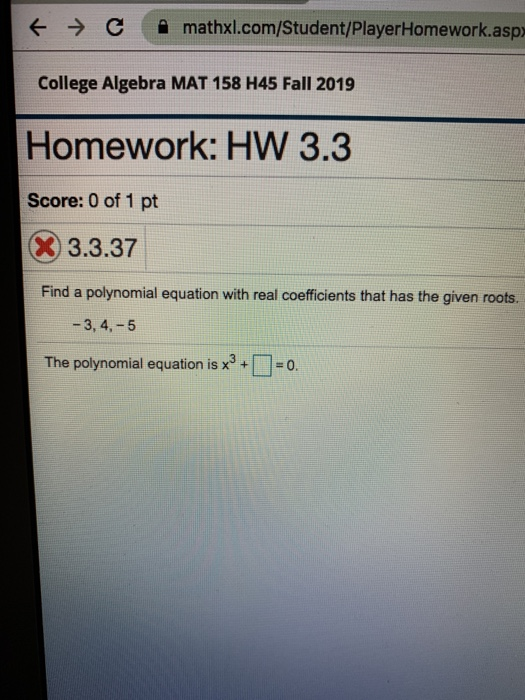 Solved + → C A mathxl.com/Student/PlayerHomework.asp College | Chegg.com