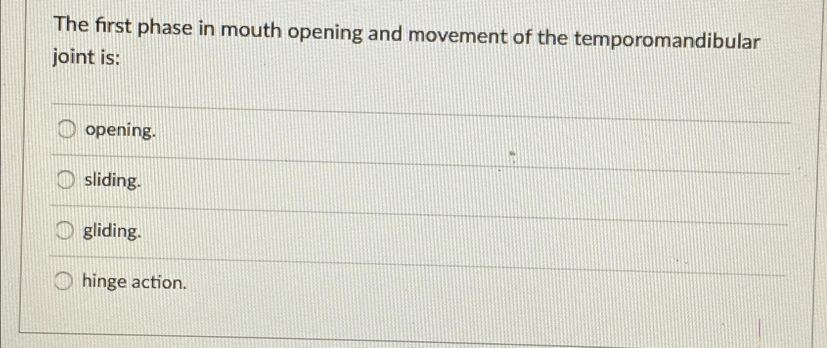 Solved The first phase in mouth opening and movement of the | Chegg.com