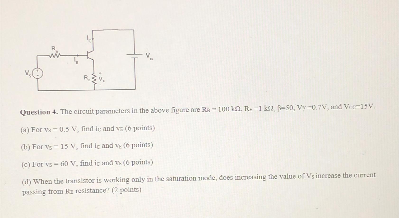 Solved Question 4. ﻿The circuit parameters in the above | Chegg.com