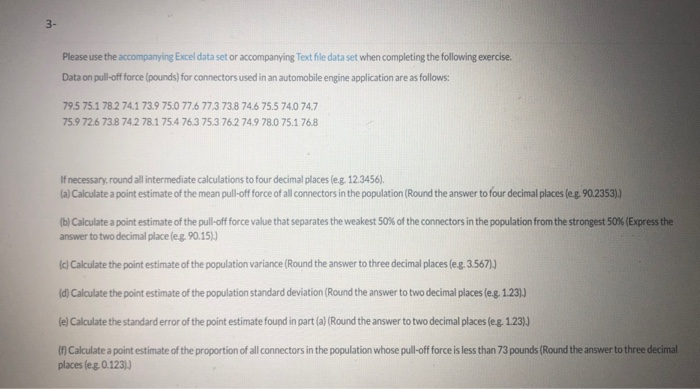 Solved 2- Consider the compressive strength data from the | Chegg.com