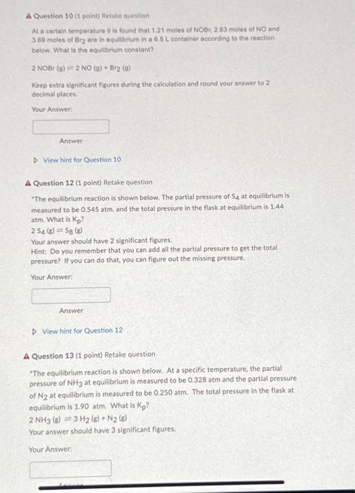 Solved A Question 10 (1 polnt) Retake question At a certain | Chegg.com