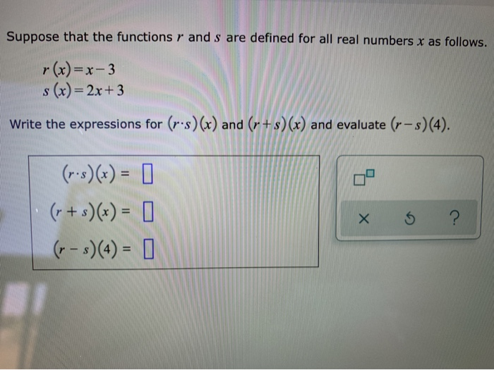 Solved Suppose that the functions r and s are defined for | Chegg.com