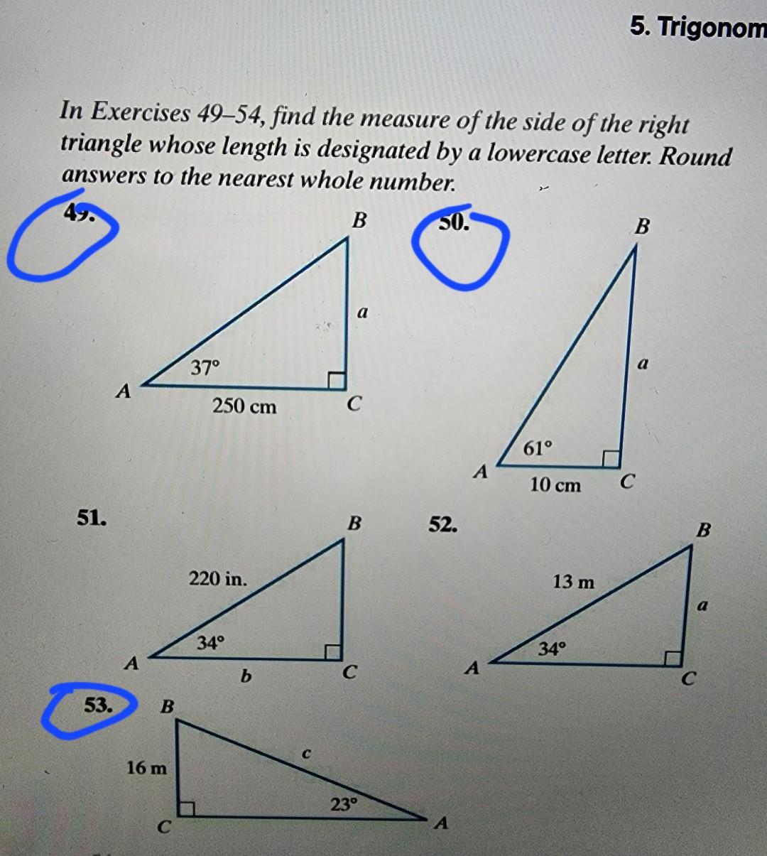 Solved In Exercises 49-54, find the measure of the side of | Chegg.com