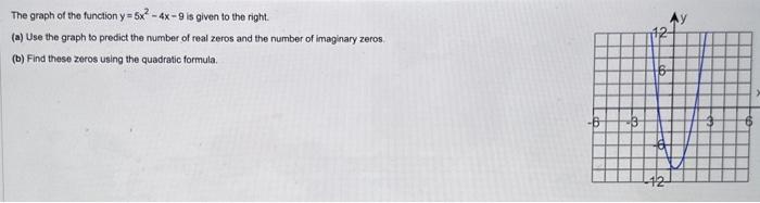 Solved The graph of the function y=5x2−4x−9 is given to the | Chegg.com