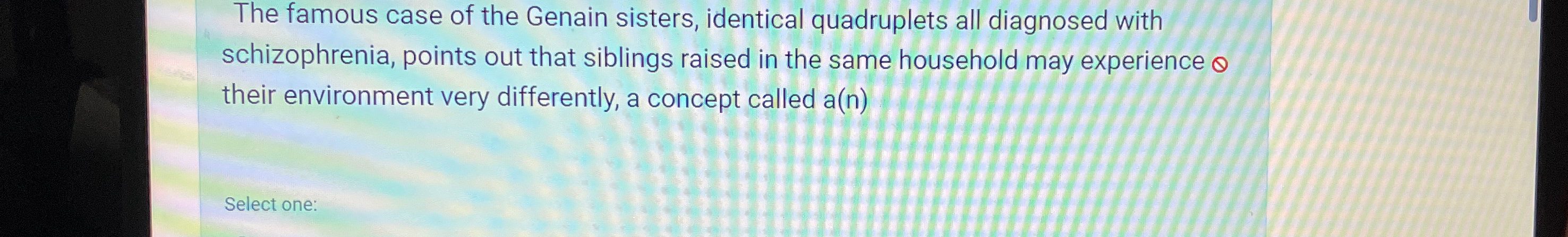 Solved The famous case of the Genain sisters, identical | Chegg.com