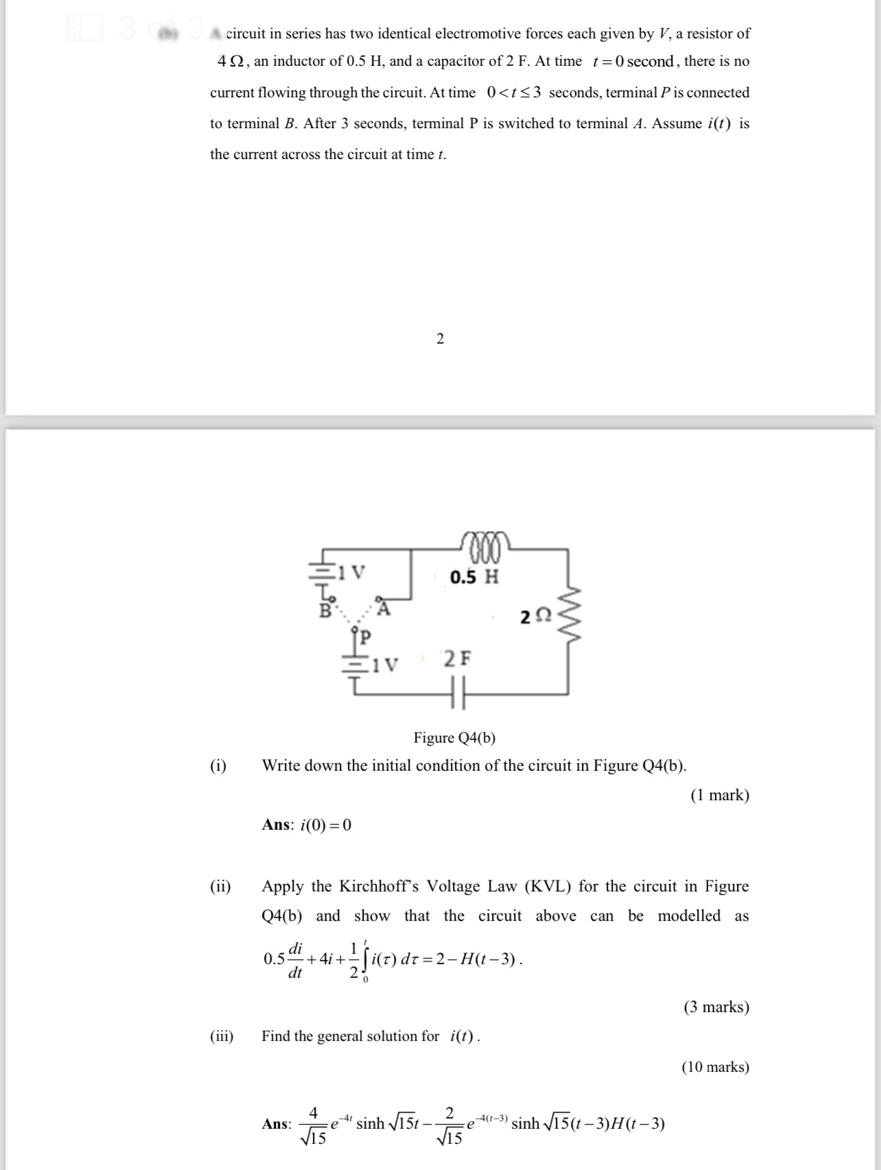Solved How to solve by using Laplace Transform. circuit in | Chegg.com