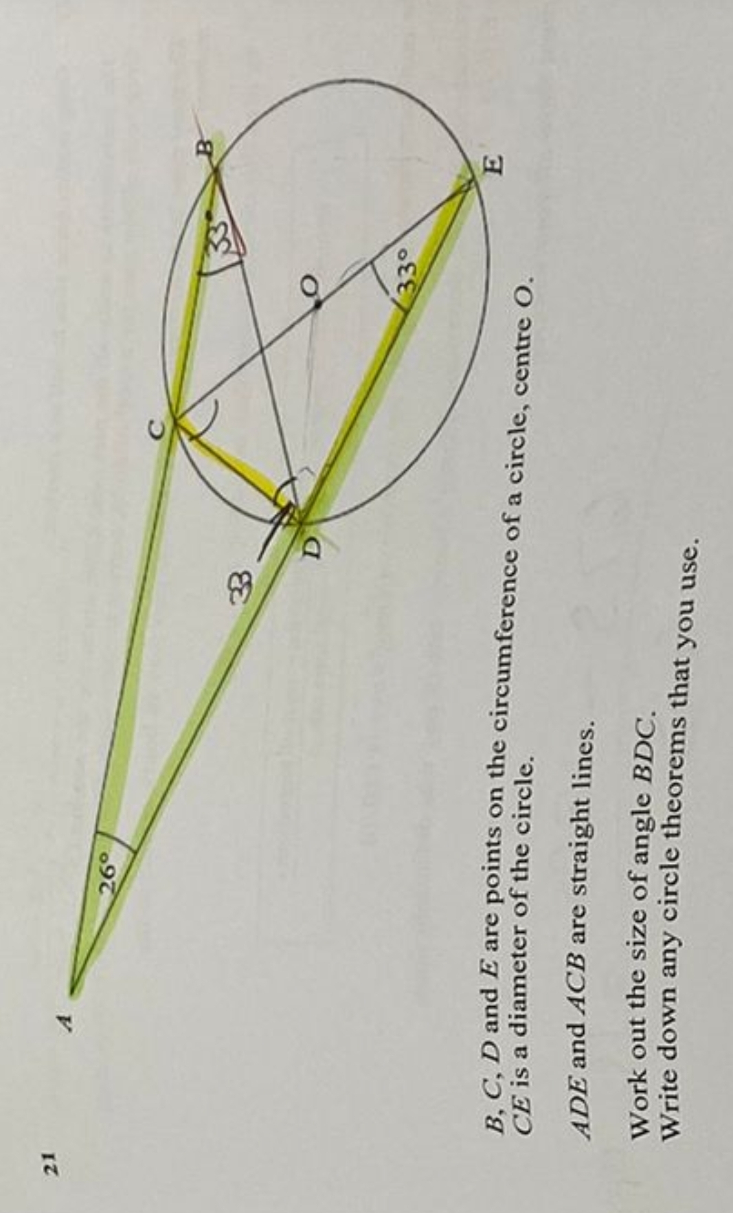 Solved 21B,C,D ﻿and E ﻿are points on the circumference of a | Chegg.com