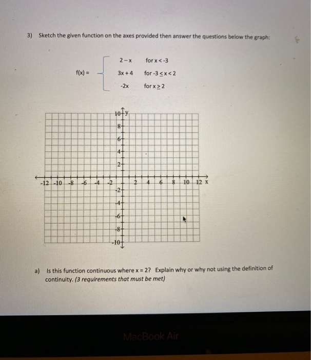 Solved 3) Sketch the given function on the axes provided | Chegg.com