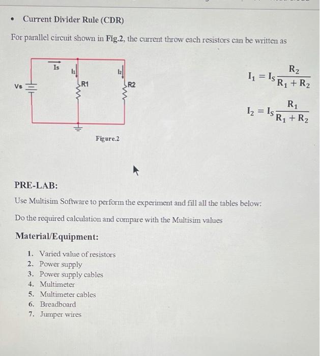 Solved . Current Divider Rule (CDR) For parallel circuit | Chegg.com