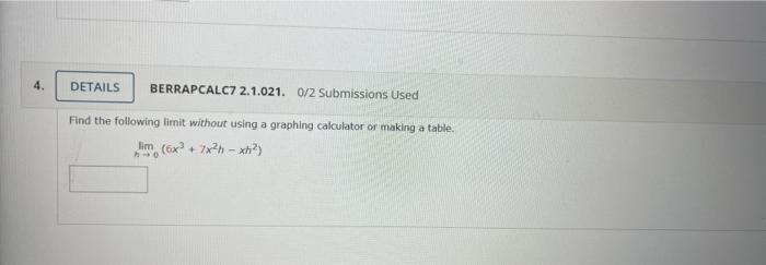 Solved nd the following limit without using a graphing | Chegg.com