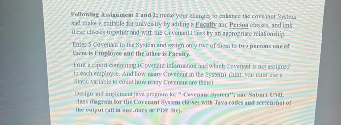 Solved Design and implement java program for " Covenant | Chegg.com