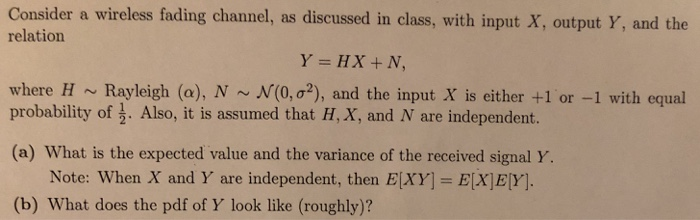 Solved The Problem Is From The Topic Of Rayleigh Random