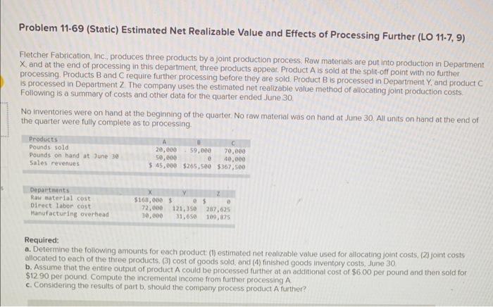 Solved Problem 11-69 (Static) Estimated Net Realizable Value | Chegg.com