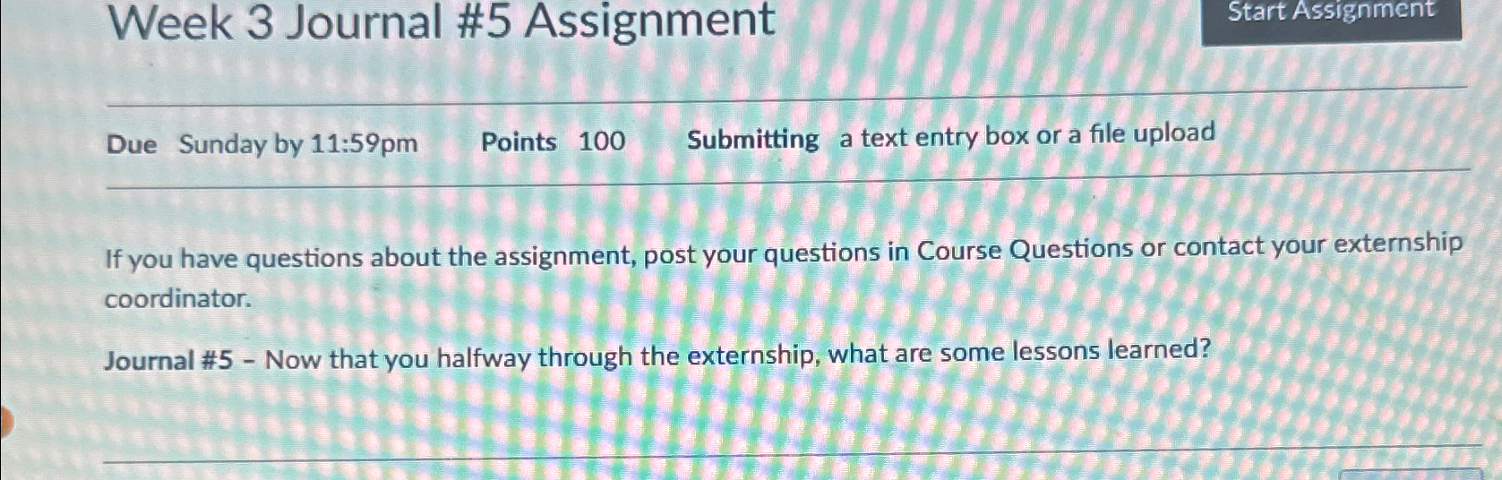 Solved Week 3 ﻿Journal #5 ﻿AssignmentStart AssignmentDue | Chegg.com