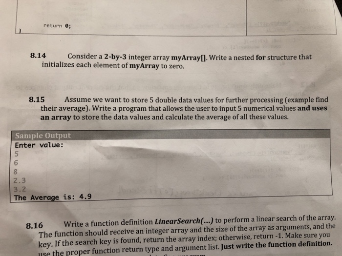 Solved return 0; 8.14 Consider a 2-by-3 integer array | Chegg.com