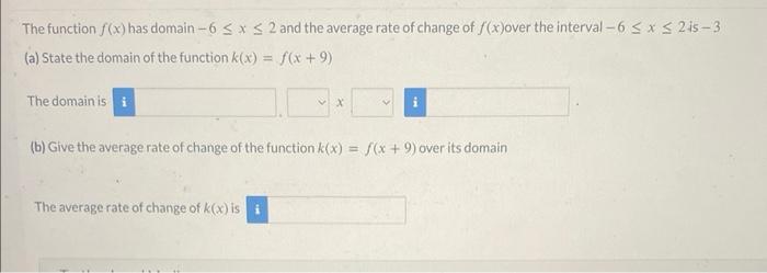 Solved The function f(x) has domain −6≤x≤2 and the average | Chegg.com