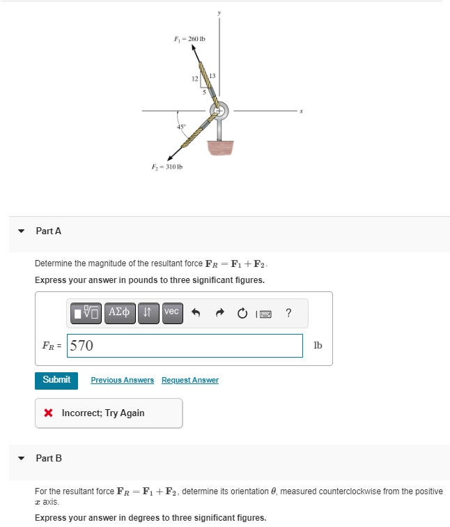 Solved Part Adetermine The Magnitude Of The Resultant Force