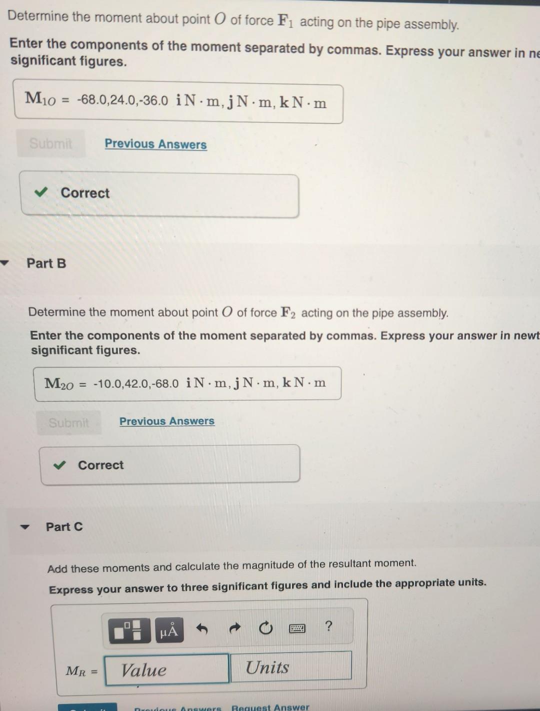 Solved Determine the moment about point O of force F1 acting | Chegg.com