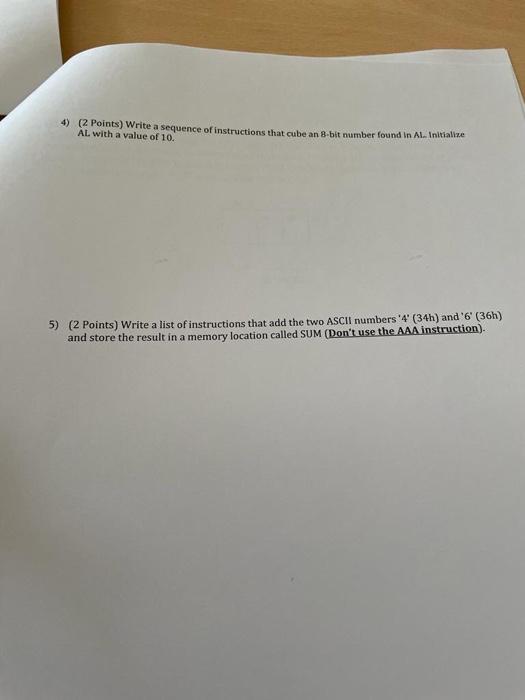 Solved 4) (2 Points) Write a sequence of instructions that | Chegg.com