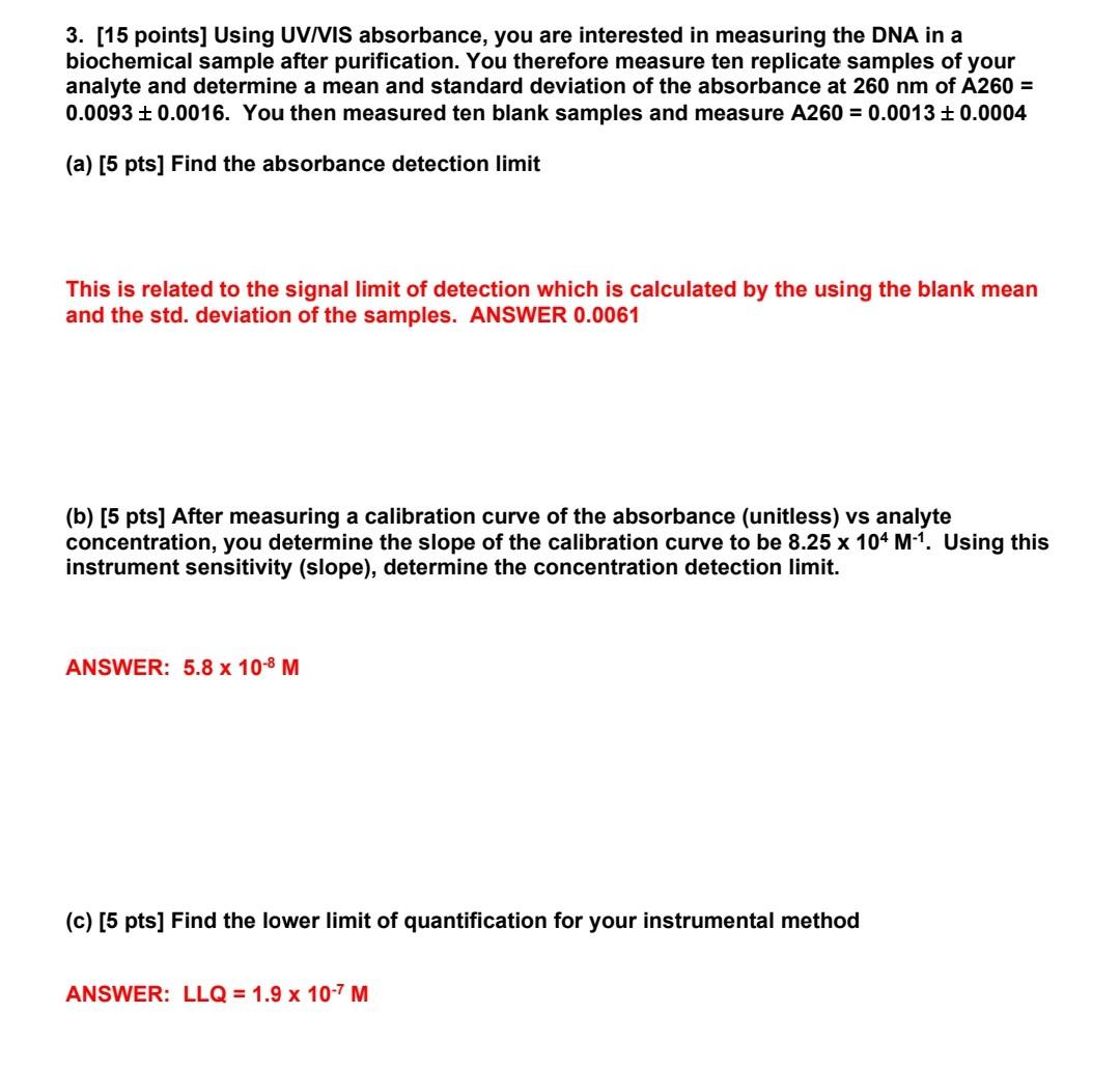 Solved 3. [15 points] Using UV/VIS absorbance, you are | Chegg.com