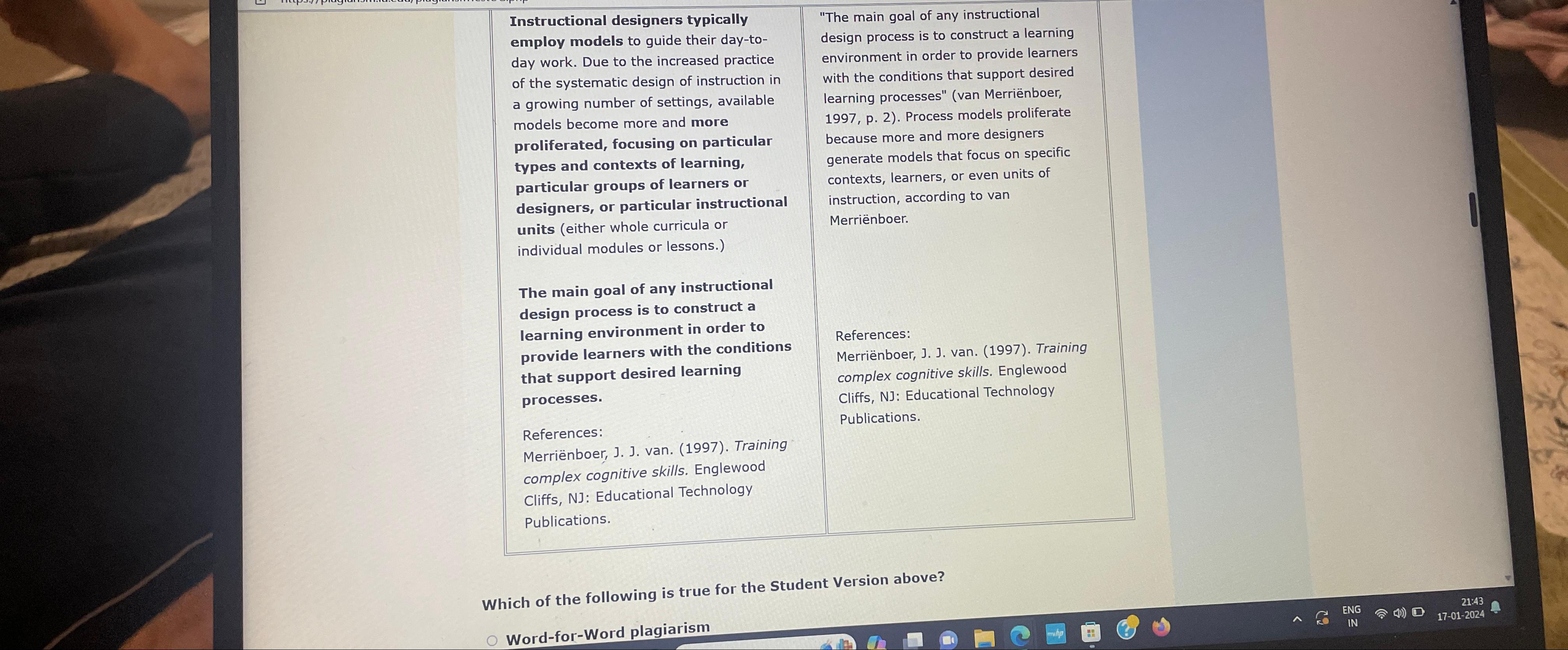 Solved \table[[,Instructional designers typically,"The main | Chegg.com