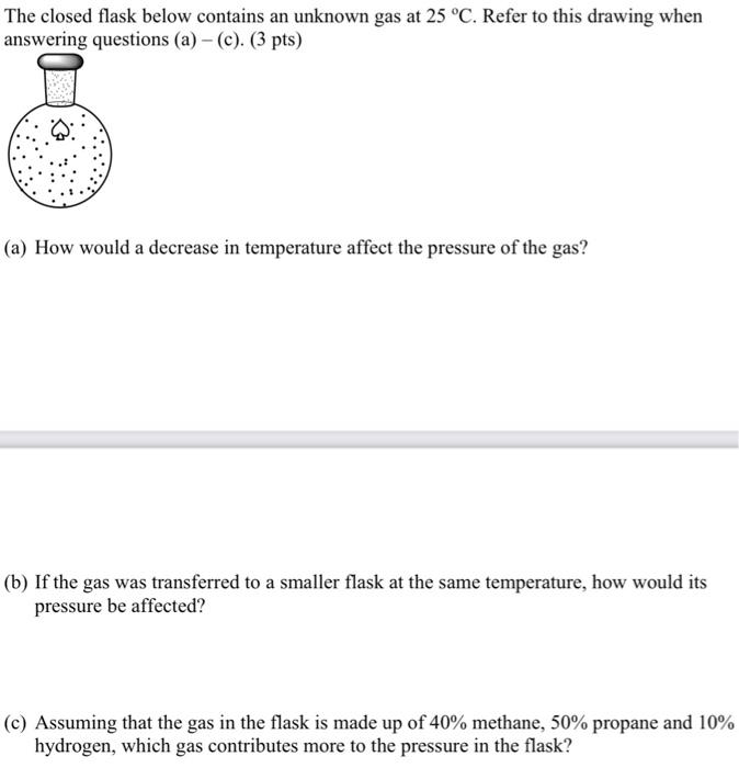 Solved The closed flask below contains an unknown gas at | Chegg.com