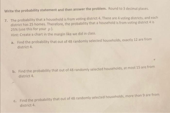Solved Write the probability statement and then answer the | Chegg.com