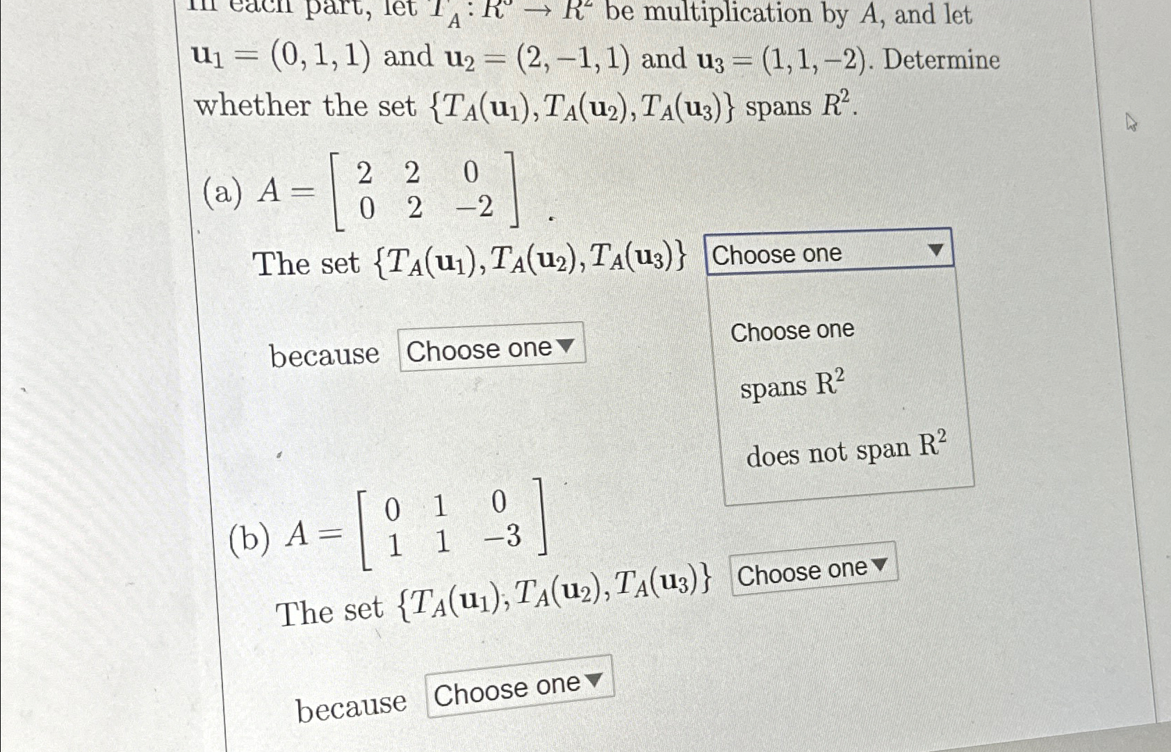 Solved u1=(0,1,1) ﻿and u2=(2,-1,1) ﻿and u3=(1,1,-2). | Chegg.com
