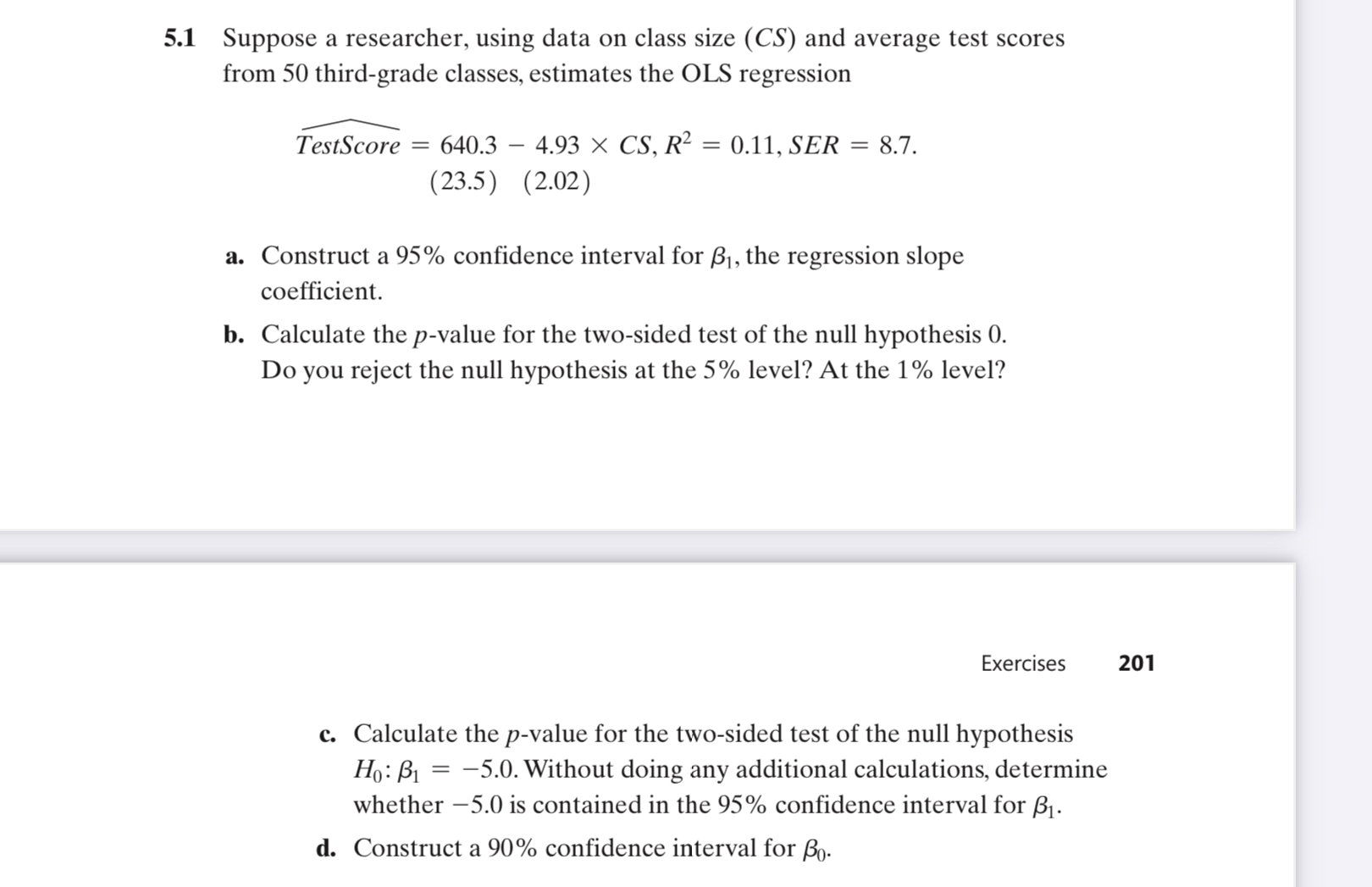 Solved 5 1 ﻿suppose A Researcher Using Data On Class Size