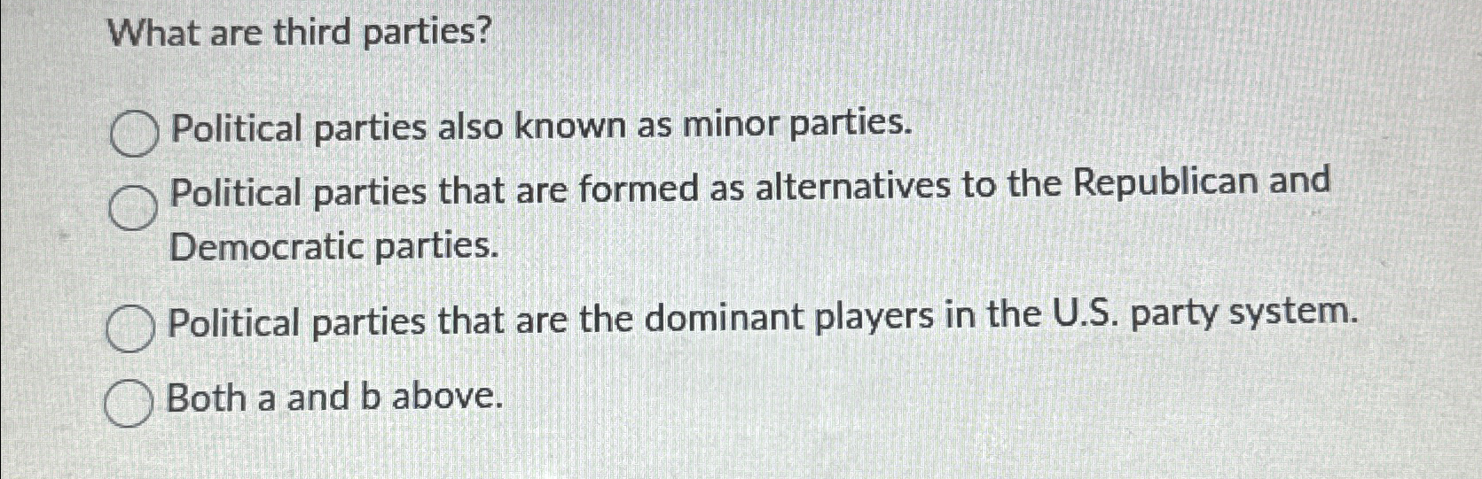 Solved What are third parties?Political parties also known | Chegg.com
