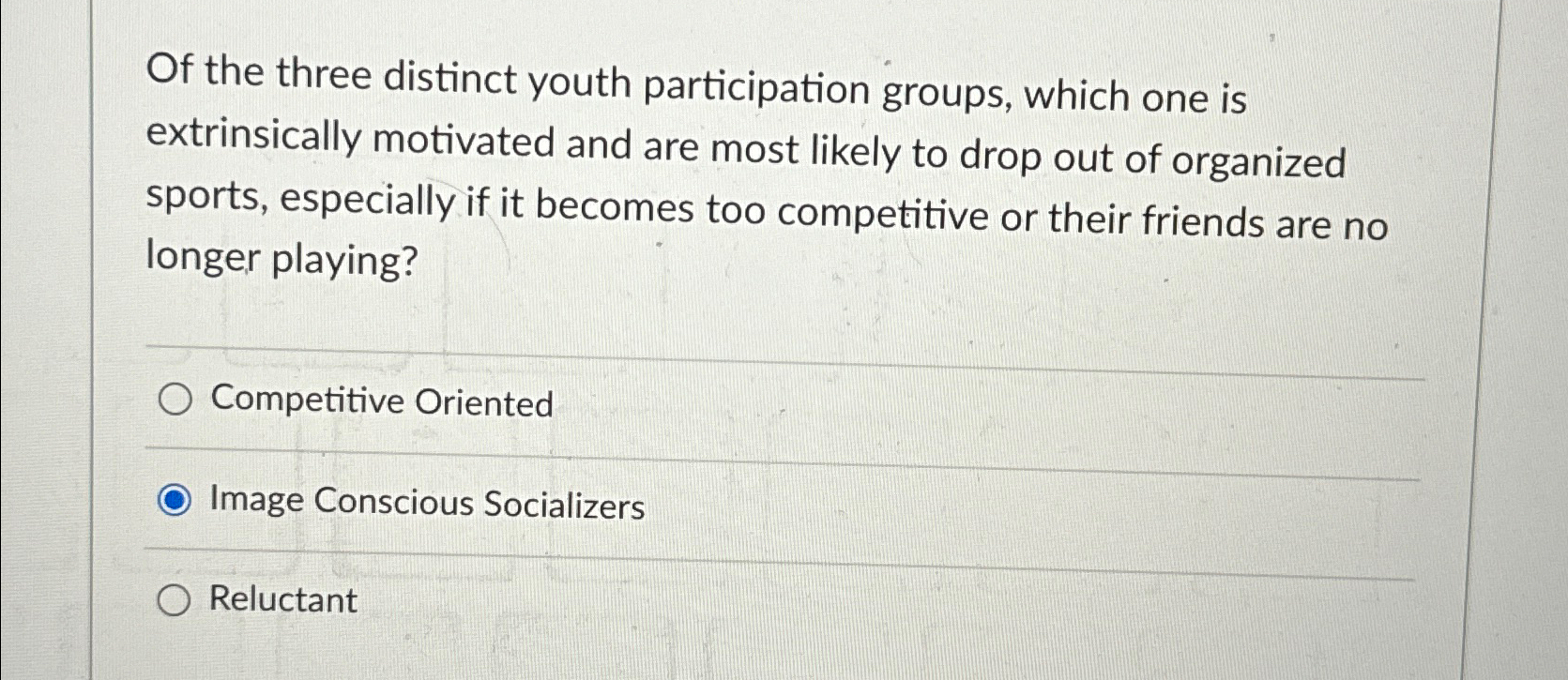 Solved Of the three distinct youth participation groups, | Chegg.com