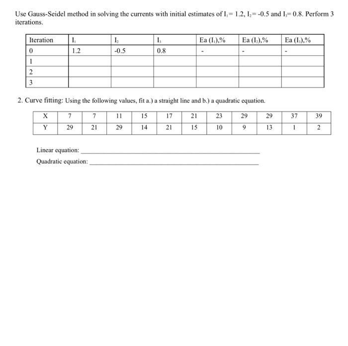 Solved Use Gauss-Seidel method in solving the currents with | Chegg.com