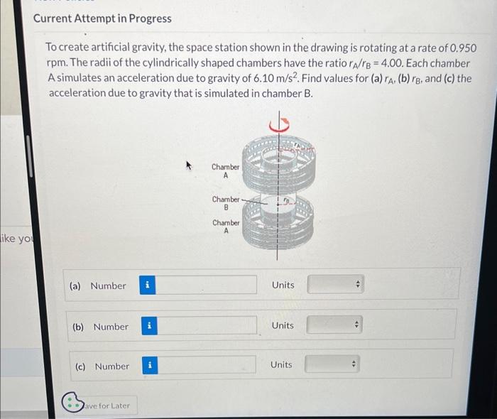 Solved To create artificial gravity, the space station shown | Chegg.com