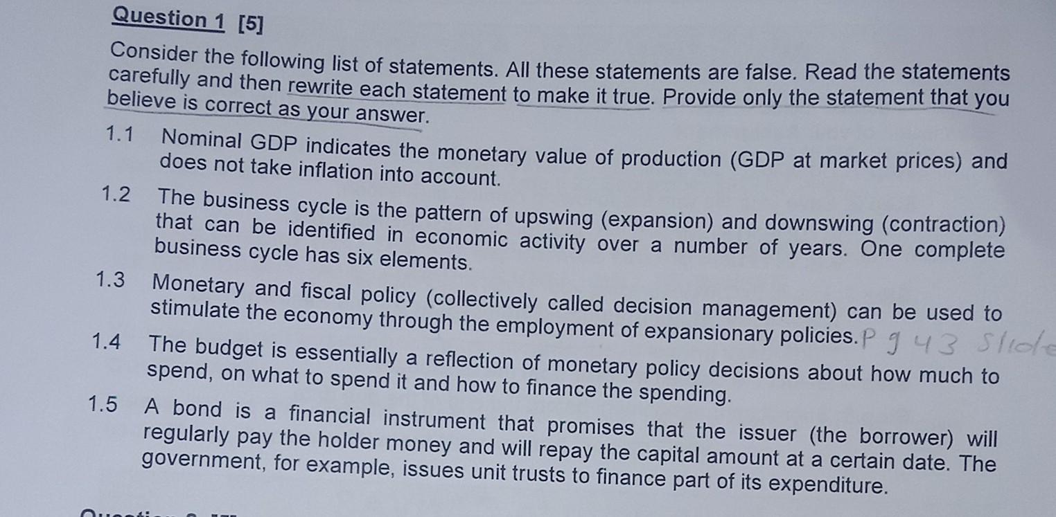 Solved Consider the following list of statements. All these | Chegg.com