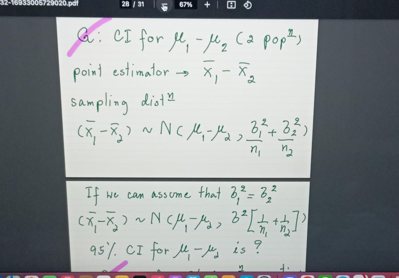Solved C: CI for μ1−μ2 (2 pop η ) point estimator →xˉ1−xˉ2 | Chegg.com