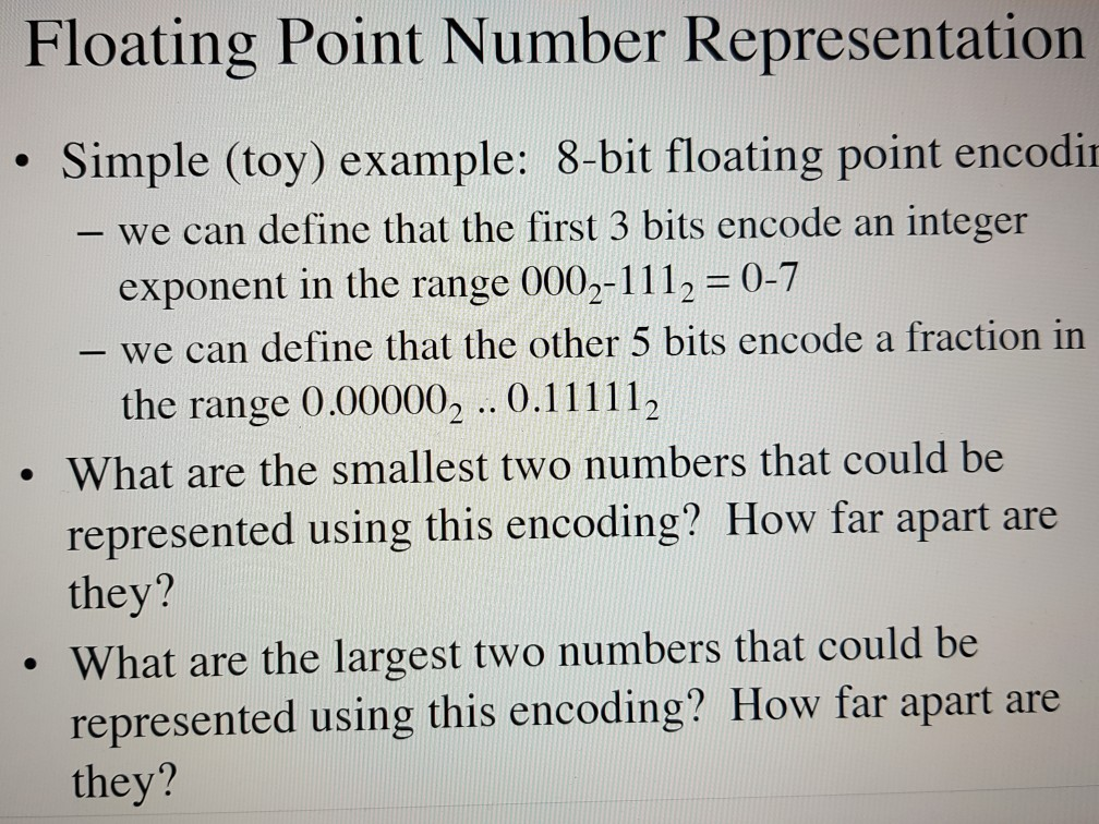 Solved Floating Point Number Representation - Simple (toy) | Chegg.com