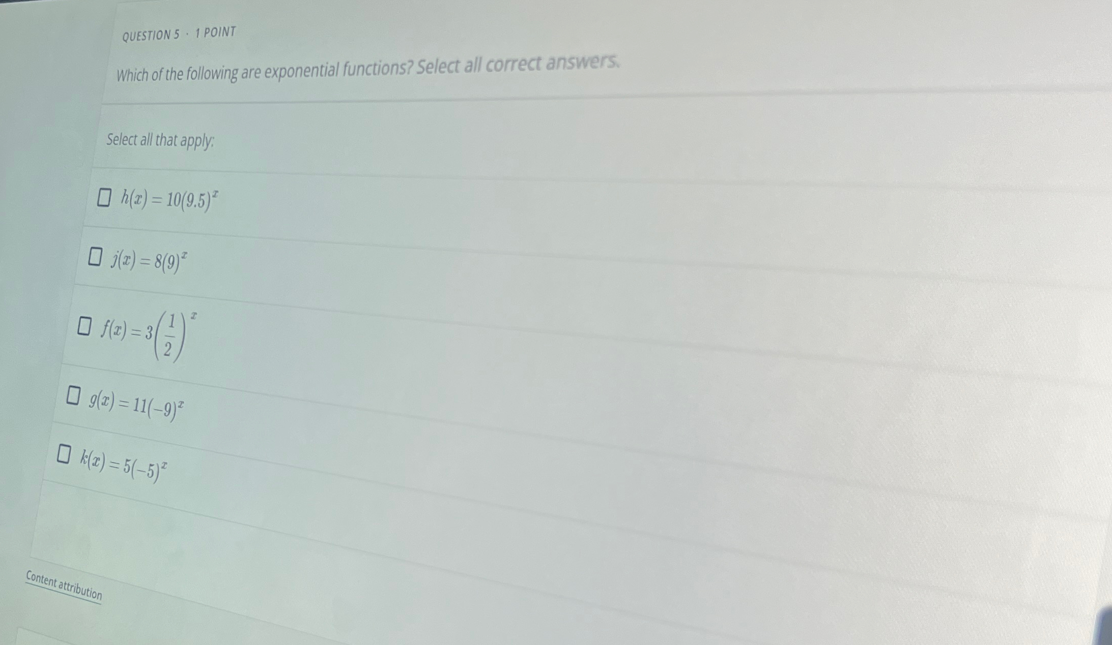 Solved Which of the following are exponential functions? | Chegg.com