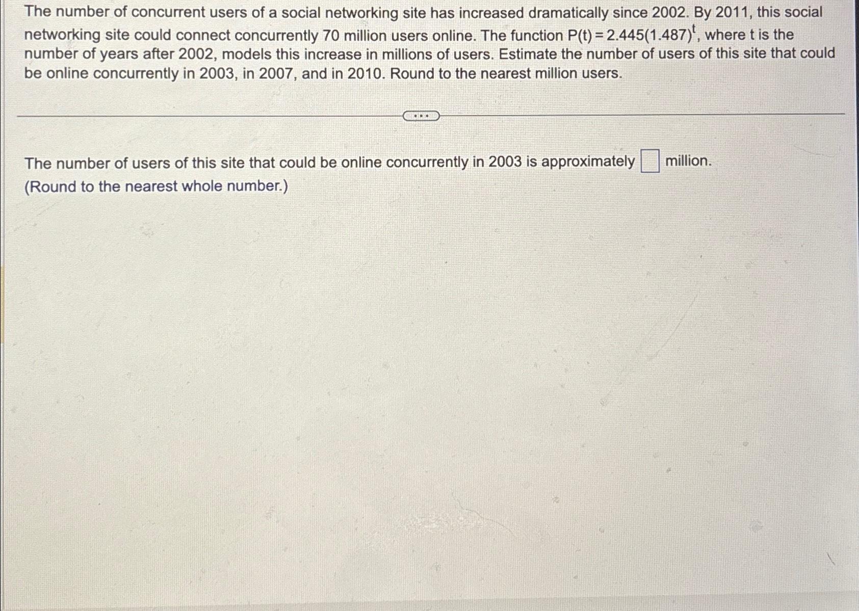 Solved The Number Of Concurrent Users Of A Social Networking