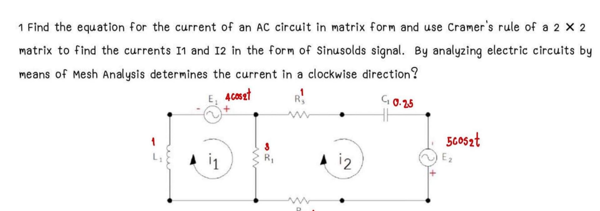 Solved 1 Find the equation for the current of an AC circuit | Chegg.com