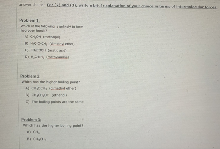 Solved answer choice. For (2) and (3), write a brief | Chegg.com