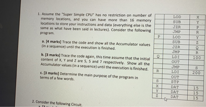 Solved 1. Assume the "Super Simple CPU" has no restriction | Chegg.com