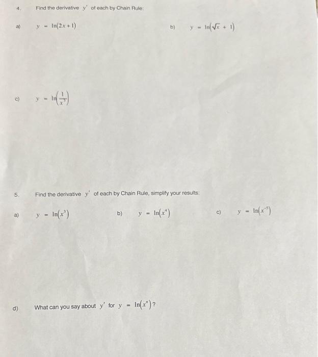 Solved MATH S. DERIVATIVE WORKIHEET #3 1. Find the | Chegg.com