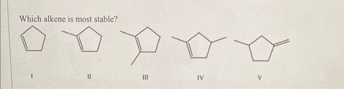 Solved Which alkene is most stable? | Chegg.com
