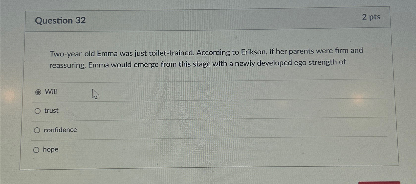 Solved Question 322 ﻿ptsTwo-year-old Emma was just | Chegg.com
