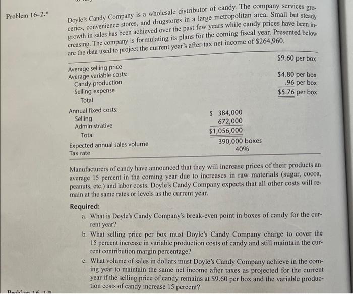 Solved Doyle's Candy Company is a wholesale distributor of | Chegg.com