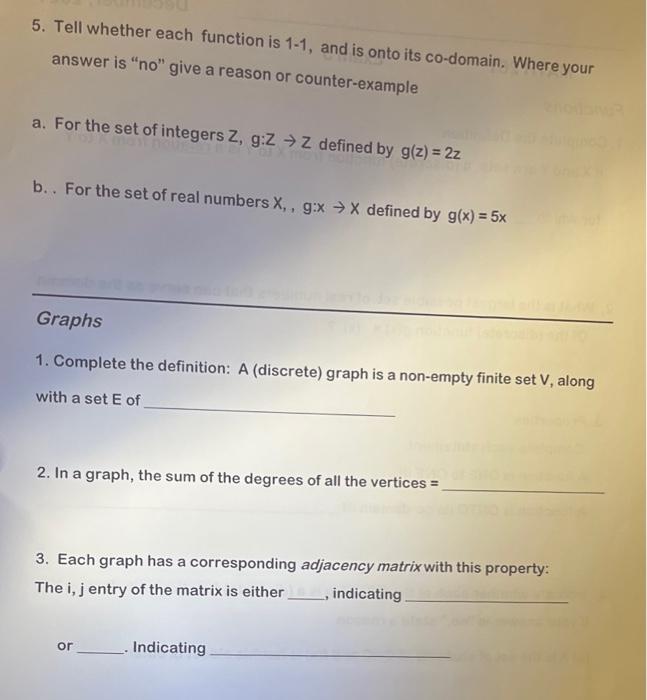 Solved 5. Tell whether each function is 1-1, and is onto its | Chegg.com
